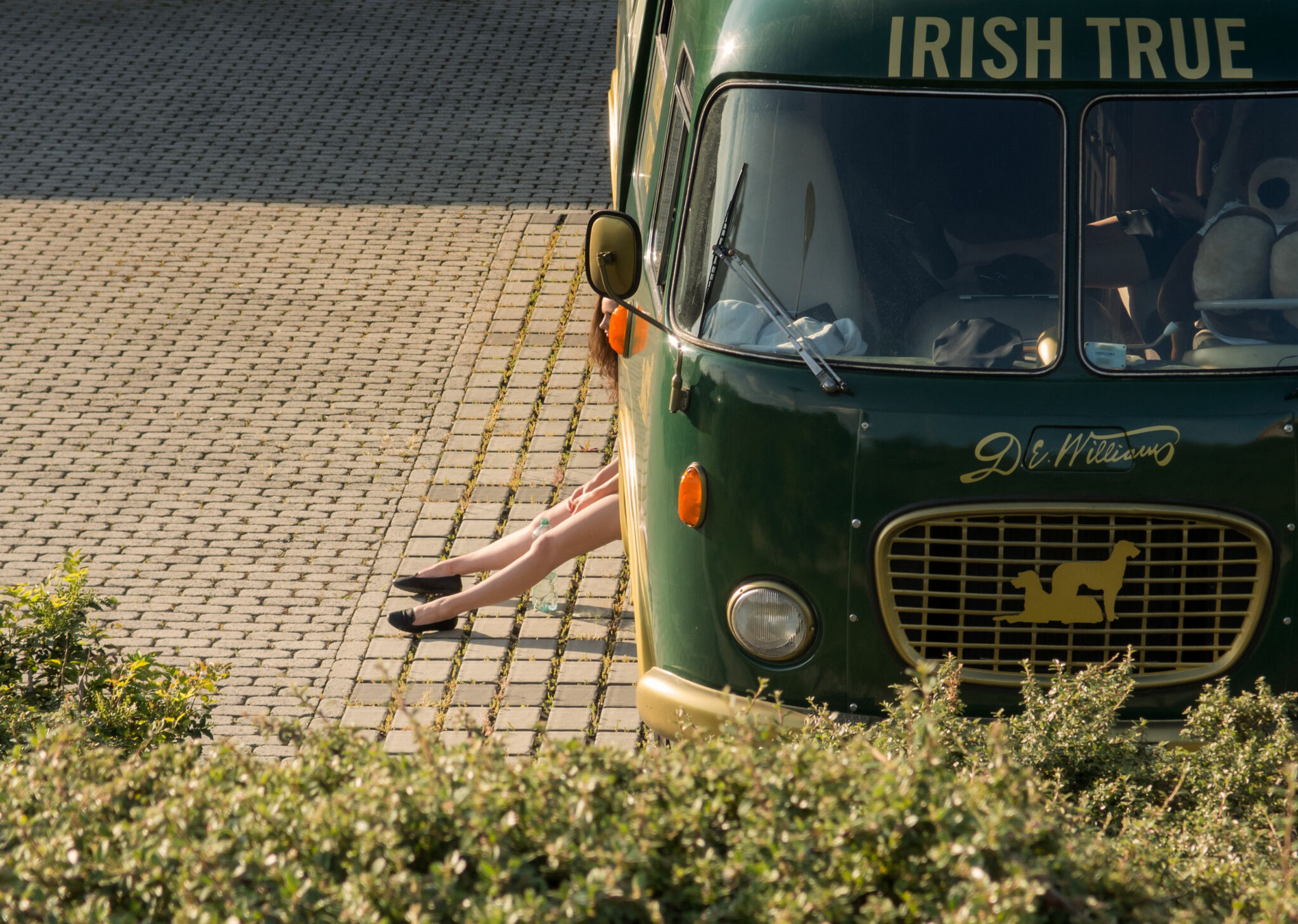 Irish bus and girl's leg | Copyright-free photo (by M. Vorel) | LibreShot