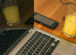 Laptop, Smartphone And Juice On The Wooden Table | Copyright-free photo ...