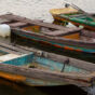Old wooden punt on the bank of the pond | Copyright-free photo (by M ...