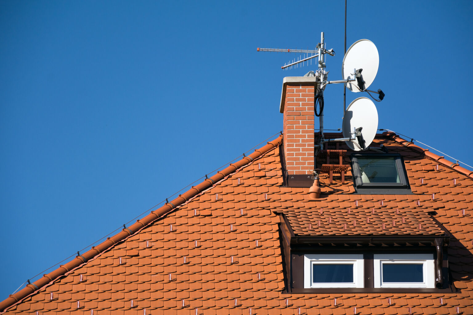 Satellite antenna dish on the roof | Copyright-free photo (by M. Vorel ...