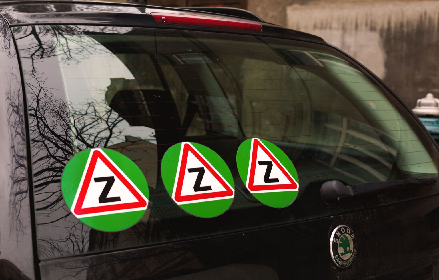 Warning car stickers of novice driver | Copyright-free photo (by M ...
