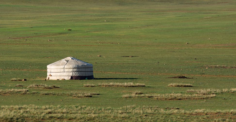 Mongolian yurt in the green steppe | Copyright-free photo (by M. Vorel ...