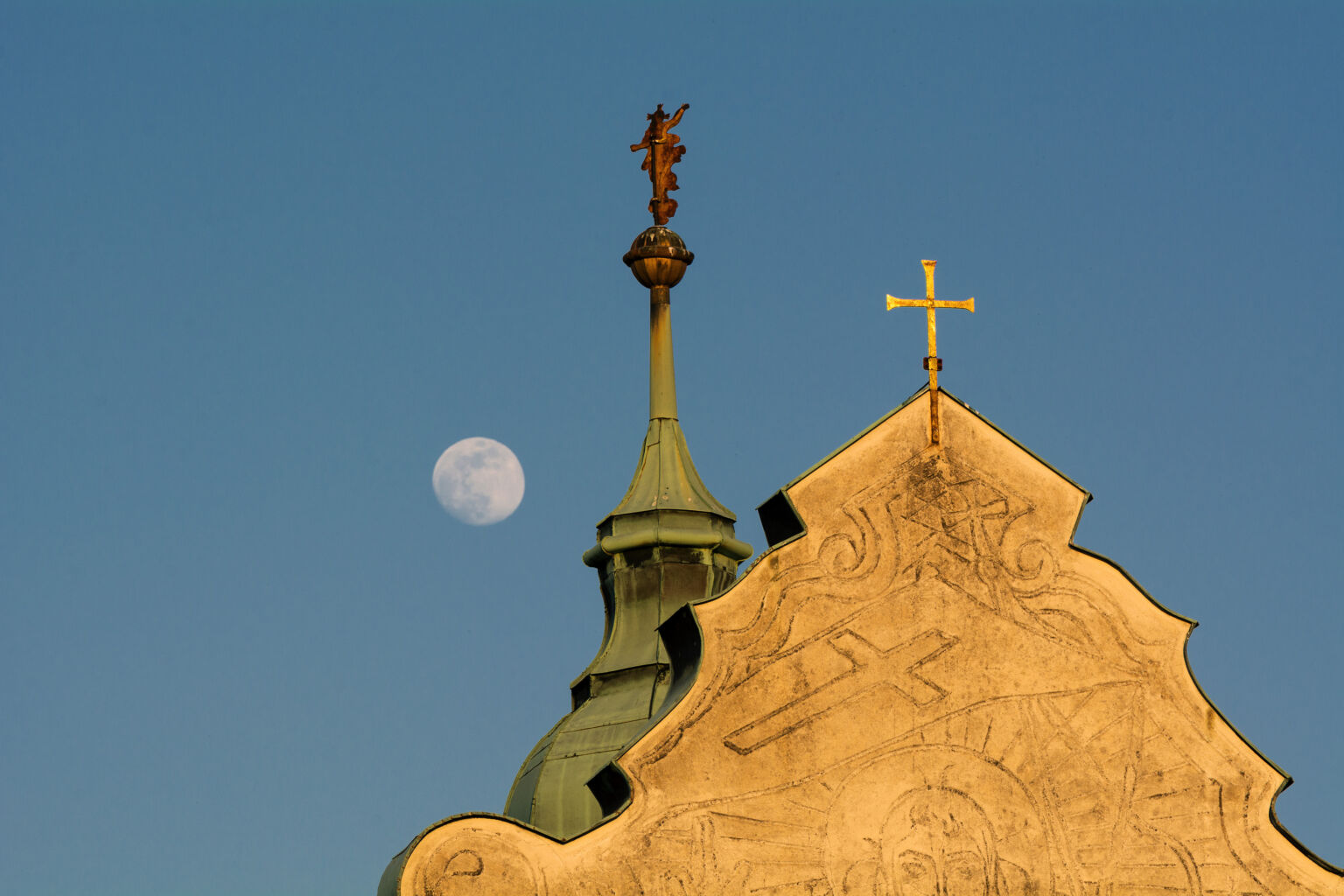 Top of Christian Church and Moon | Copyright-free photo (by M. Vorel ...