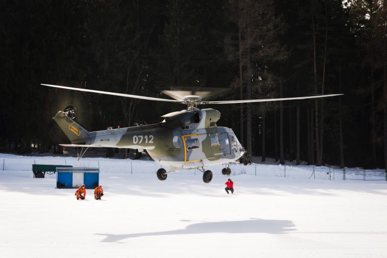 A Military Helicopter Lands in the Snow | Copyright-free photo (by M ...